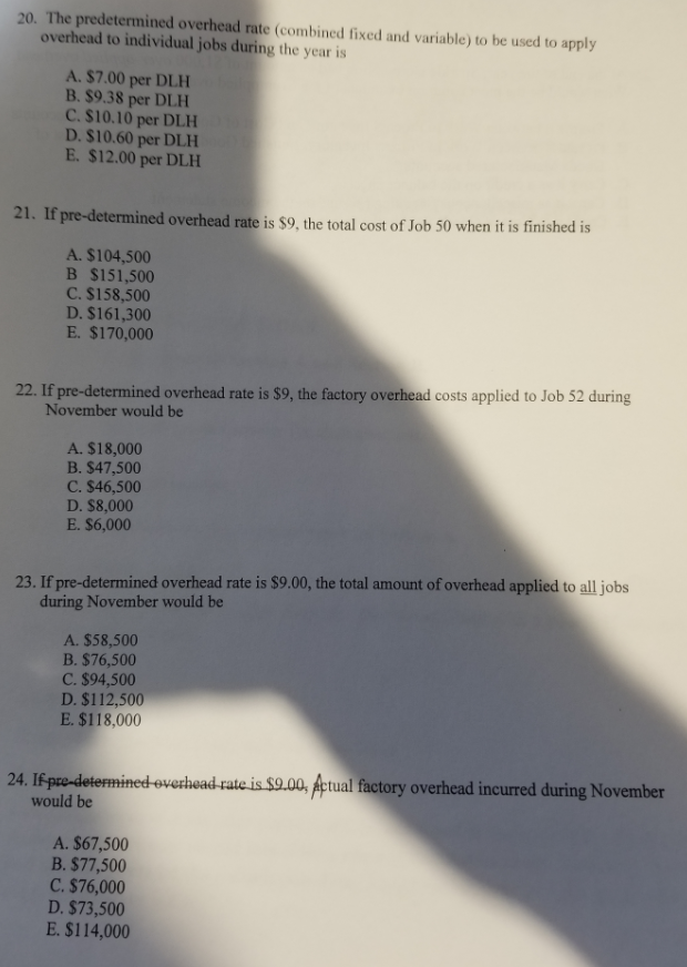 Solved Questions 20-25 refer to the following information: | Chegg.com
