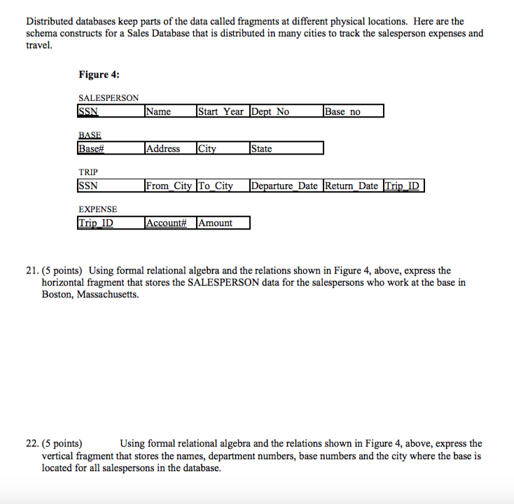 Solved Distributed databases keep parts of the data called | Chegg.com