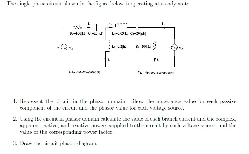 Solved The single-phase circuit shown in the figure below is | Chegg.com