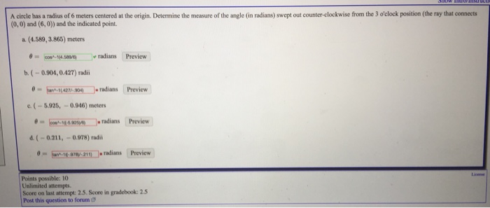 Solved A circle has a radius of 6 meters at the origin. | Chegg.com