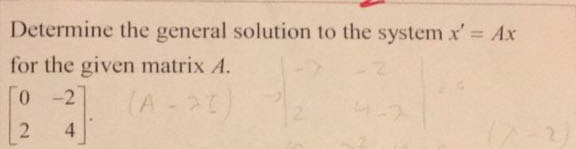 Solved Determine the general solution to the system x' = Ax | Chegg.com