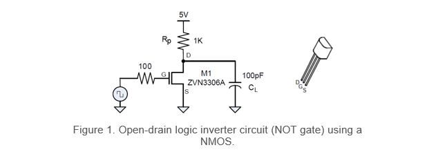 M1 ZVN3306A 100pF Figure 1. Open-drain logic inverter | Chegg.com