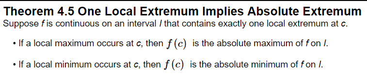 Solved Theorem 4.5 One Local Extremum Implies Absolute | Chegg.com