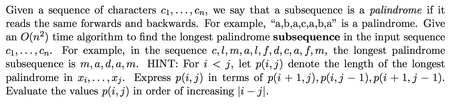 Given a sequence of characters c_1,..., c_n, we say | Chegg.com