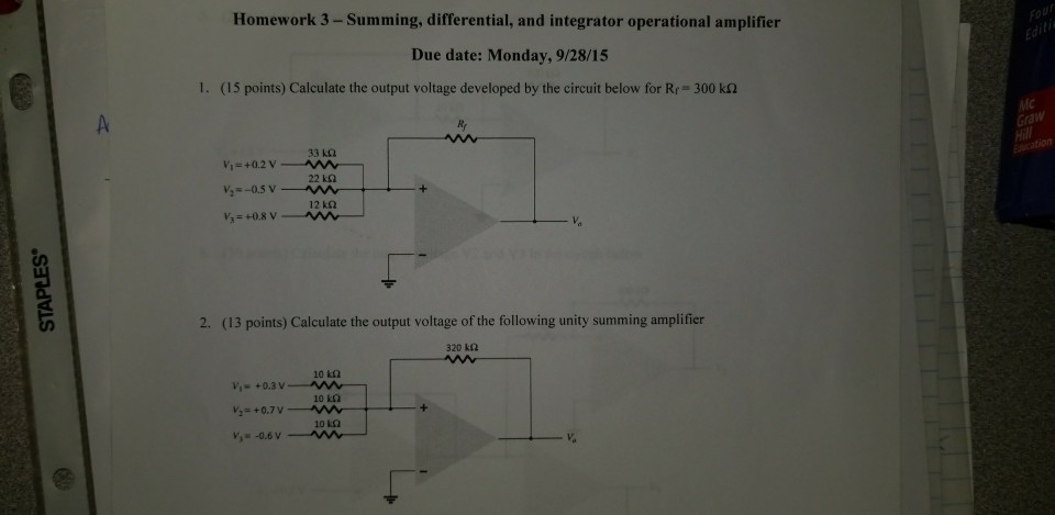 Solved Calculate the output voltage developed by the circuit | Chegg.com