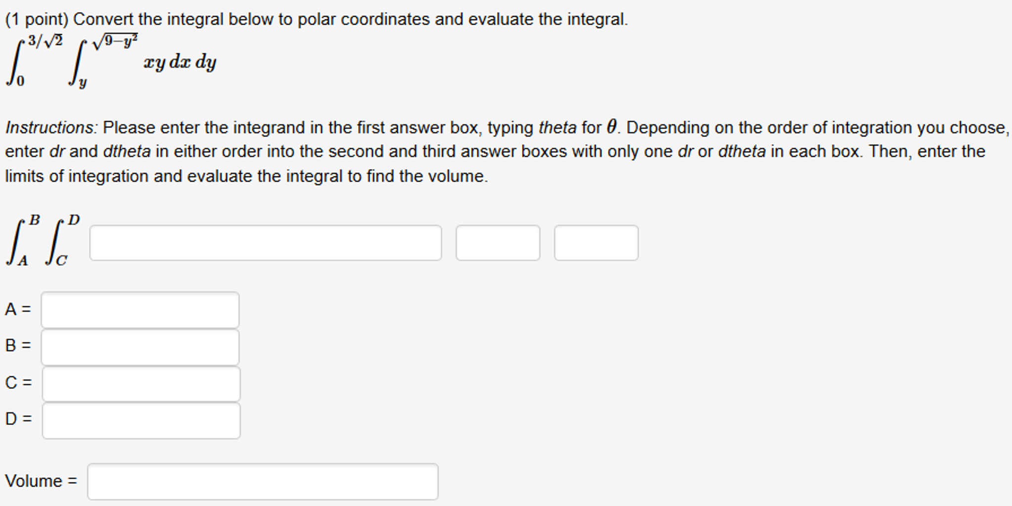 Solved (1 pointConvert the integral below to polar | Chegg.com