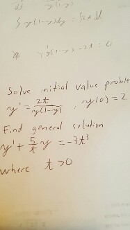 Solved Solve initial value problem y' = 2t/y(1 - y), y(0) = | Chegg.com