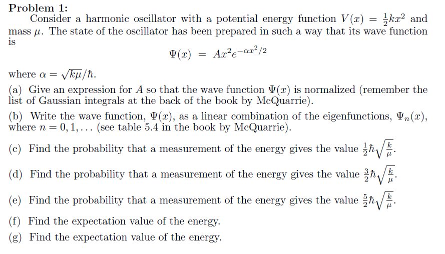 Solved Consider a harmonic oscillator with a potential | Chegg.com
