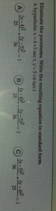 Solved Eliminate the parameter. Write the resulting equation | Chegg.com