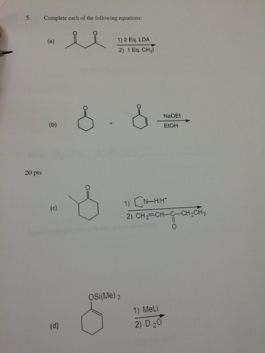 Solved Complete each of the following equations: | Chegg.com