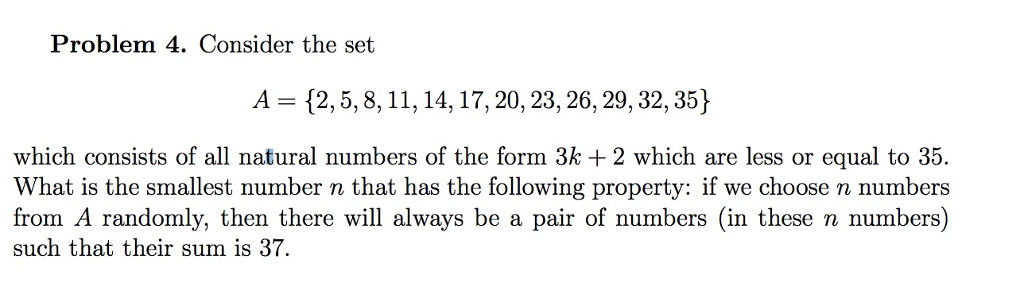 Solved Problem 4. Consider the set A 12,5, 8, 11,14,17, 20, | Chegg.com