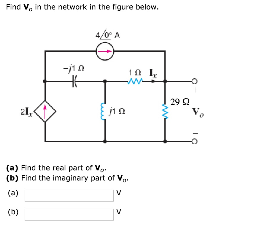 Solved Find Vo in the network in the figure below 4/0°? , 29 | Chegg.com