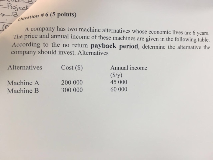 Solved A company has two machine alternatives whose economic | Chegg.com
