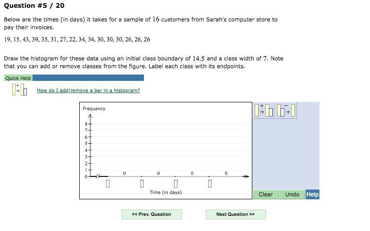 Solved Question #5 / 20 Below are the times (in days) it | Chegg.com