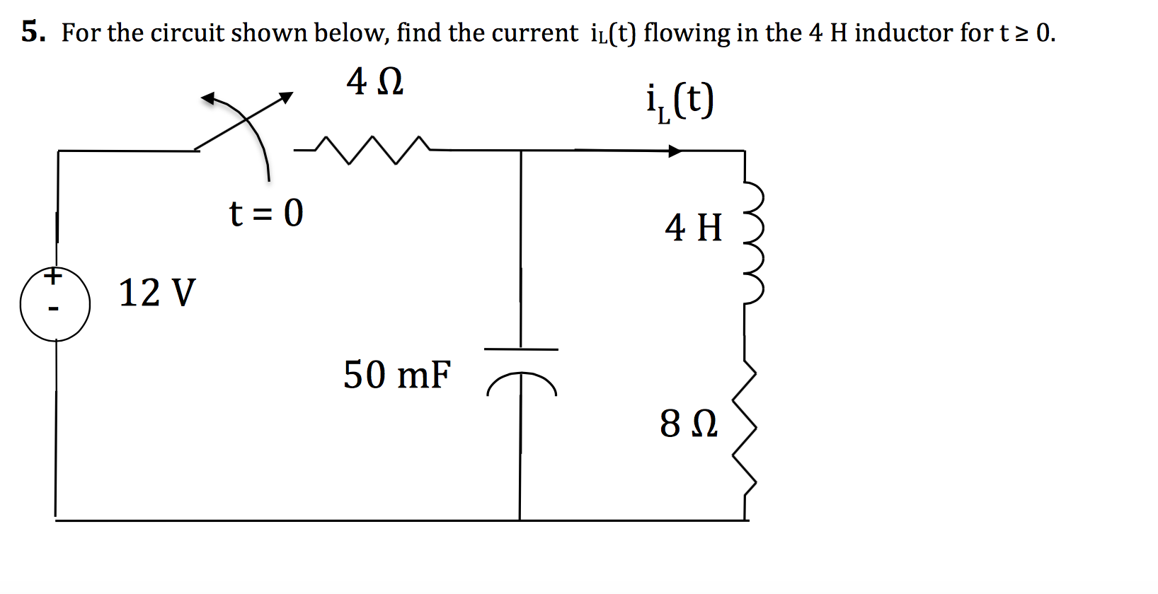 Solved For the circuit shown below, find the current i_L(t) | Chegg.com