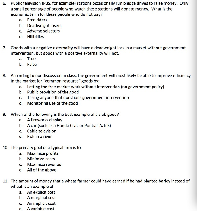 Solved 6. Public television (PBS, for example) stations | Chegg.com