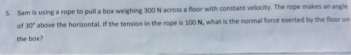 Solved Sam is using a rope to pull a box weighing 300 Nu | Chegg.com