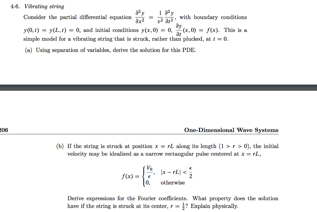 Solved 4-6. Vibrating string 82 with Consider the partial | Chegg.com