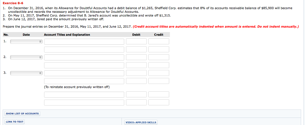 Solved Exercise 8-6 1. On December 31, 2016, when its | Chegg.com