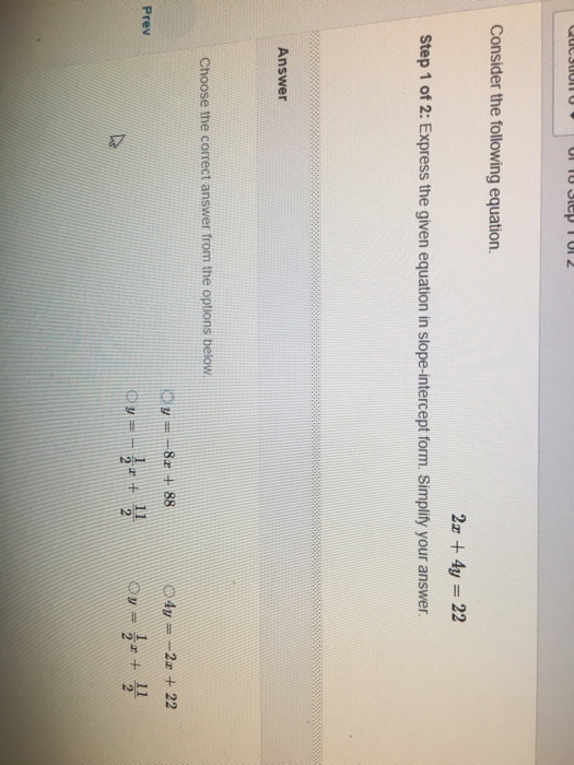 Solved Consider the following equation. 2x + 4y = 22 | Chegg.com