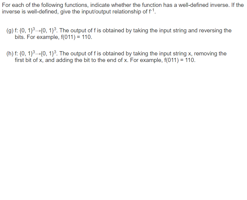 Solved For each of the following functions, indicate whether | Chegg.com