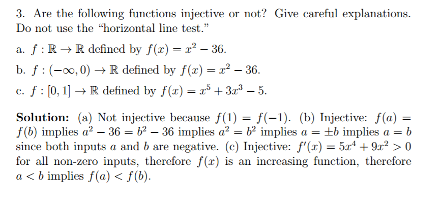 Solved Are the following functions injective or not? Give | Chegg.com