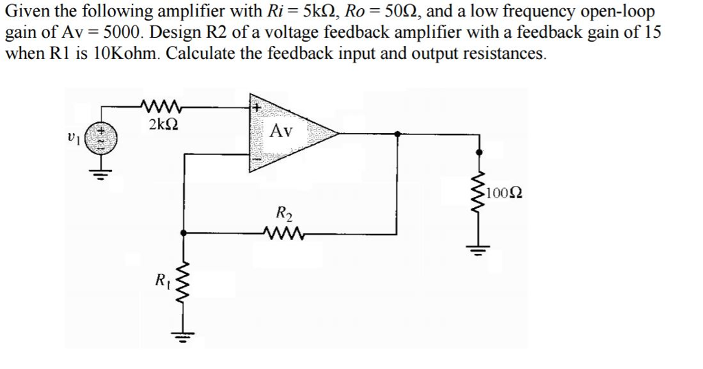 Solved Given the following amplifier with Ri = 5k Ohm, Ro = | Chegg.com