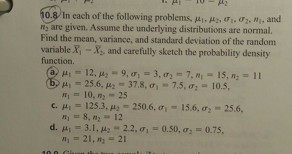 Solved In each of the following problems, mu_1, mu_2, | Chegg.com