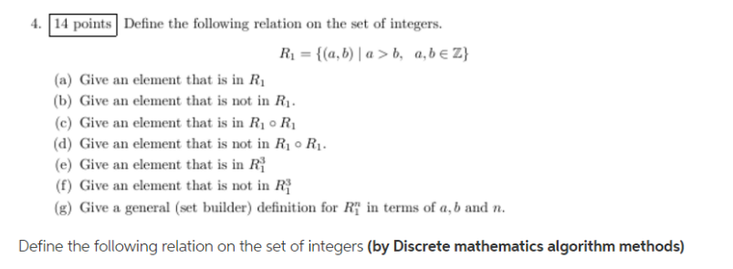 Solved Define the following relation on the set of integers. | Chegg.com