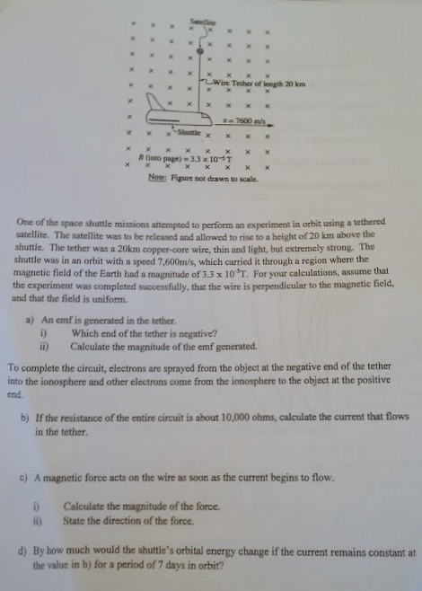 Solved one of the space shuttle missions attempted to | Chegg.com