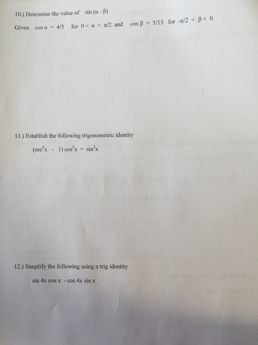 Solved Determine The Value Of Sin alpha Beta Given Cos Chegg