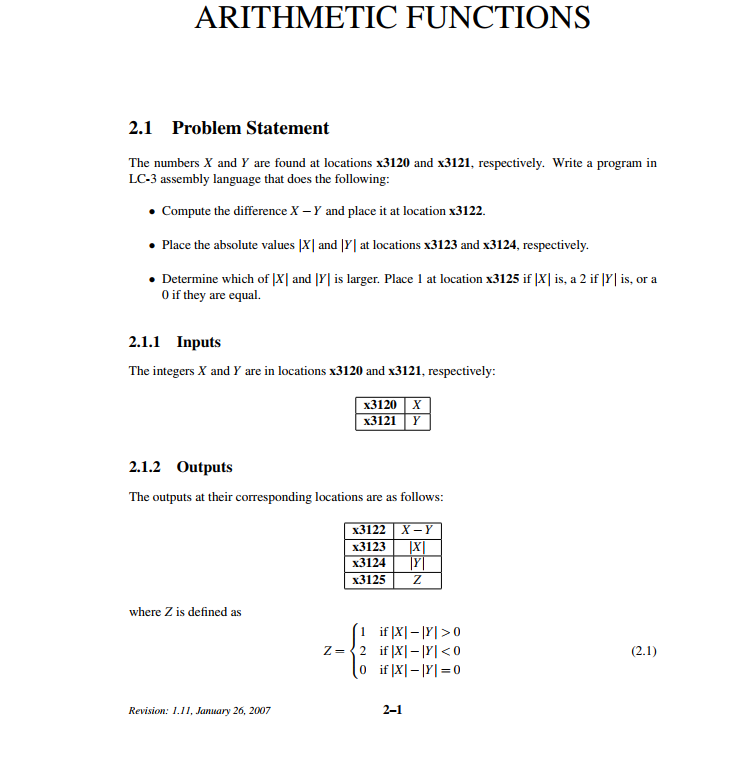 Solved ARITHMETIC FUNCTIONS 2.1 Problem Statement The | Chegg.com