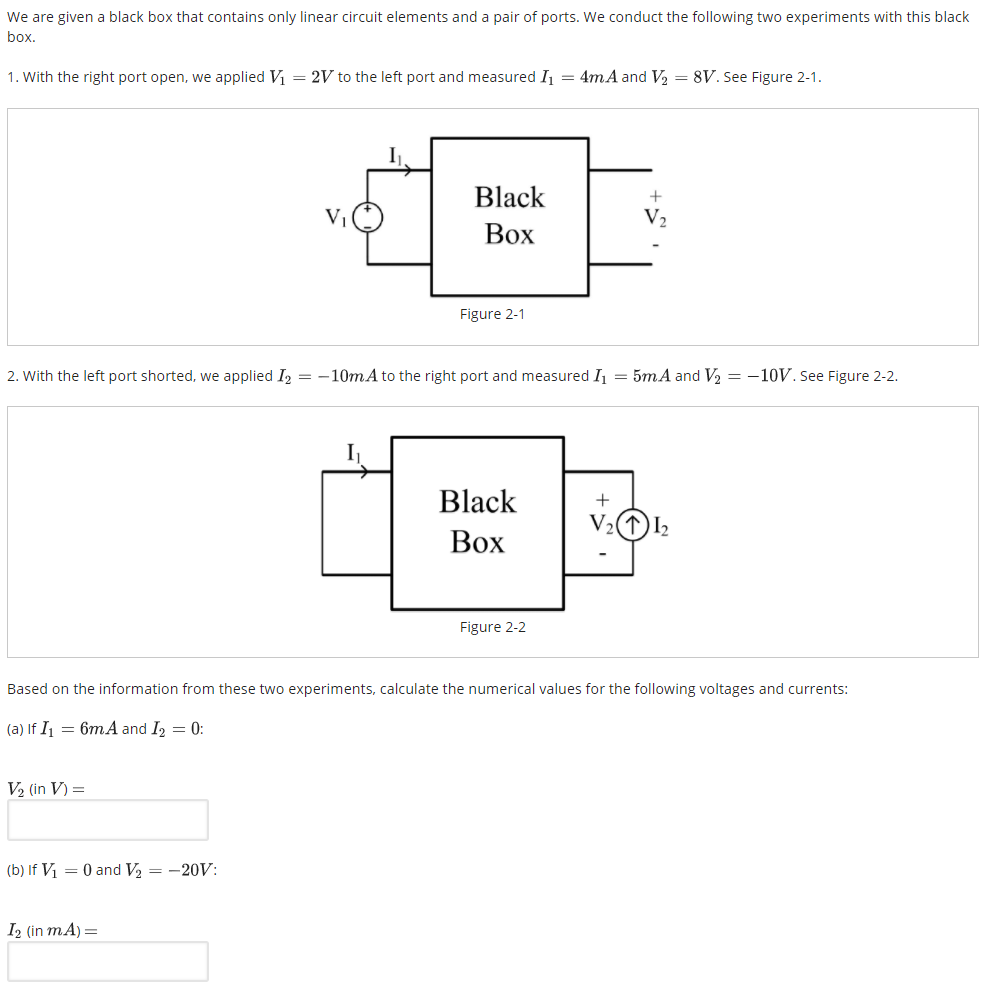 Solved We are given a black box that contains only linear | Chegg.com