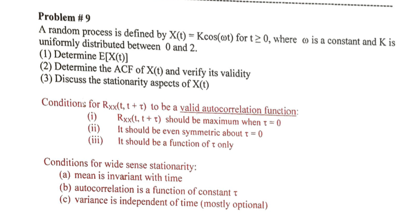 Solved Problem # 9 A random process is defined by | Chegg.com