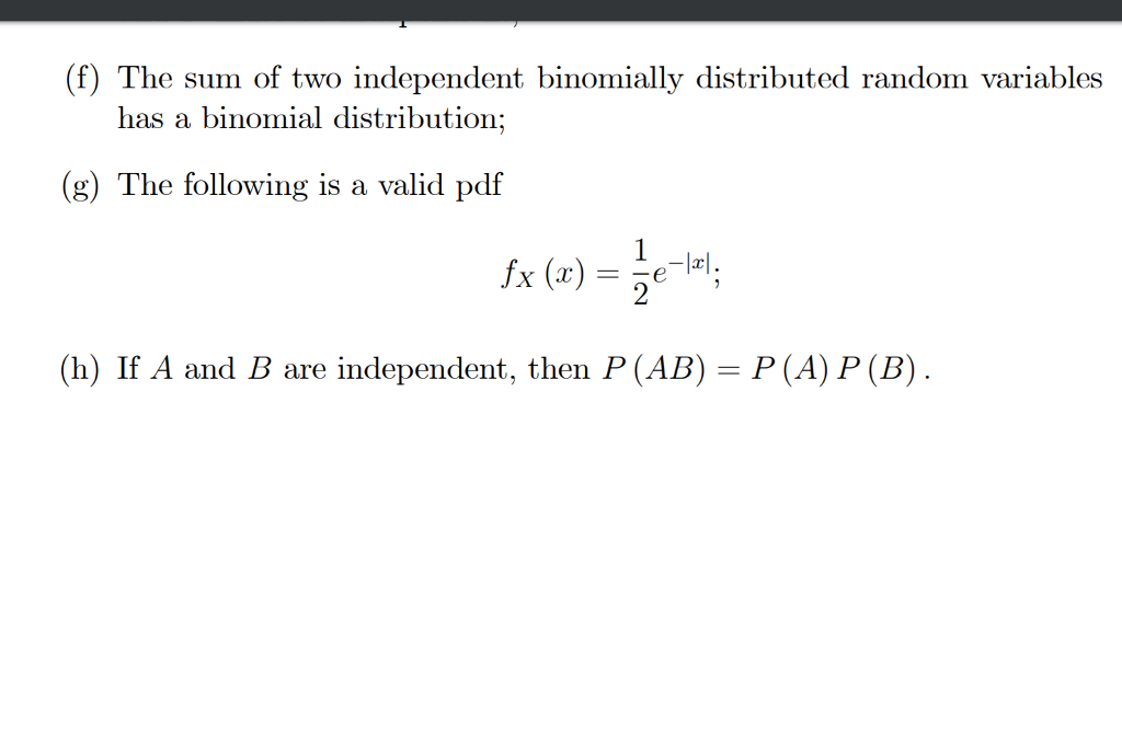 Solved (f) The sum of two independent binomially distributed | Chegg.com