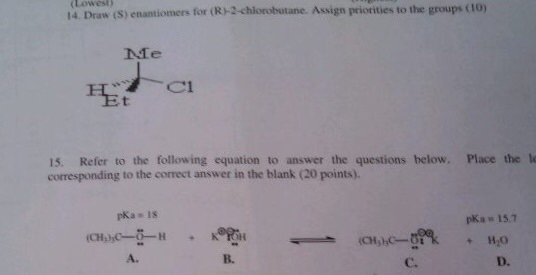 Solved Draw (S) enantiomers for (R)-2-chlorobutane. Assign | Chegg.com