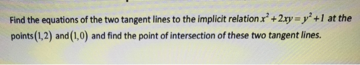 Solved Find the equations of the two tangent lines to the | Chegg.com