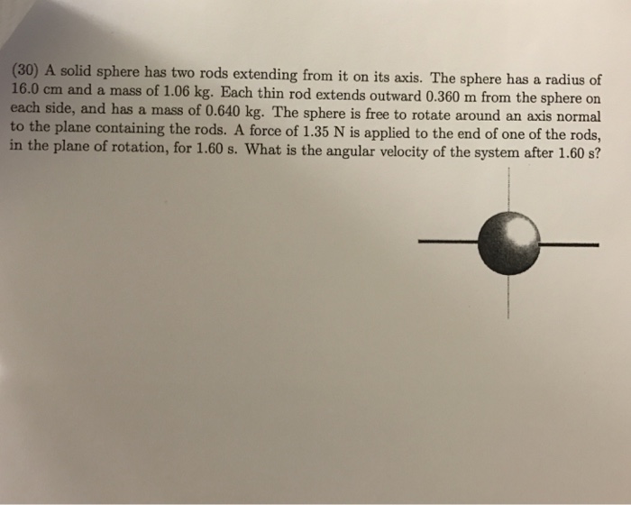 Solved A solid sphere has two rods extending from it on its | Chegg.com