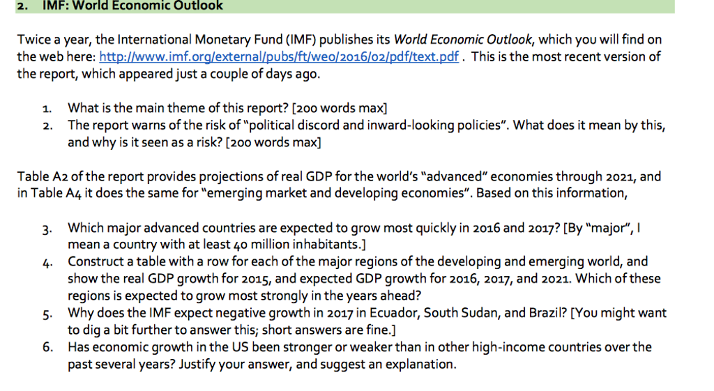 Solved Twice a year, the International Monetary Fund (IMF) | Chegg.com