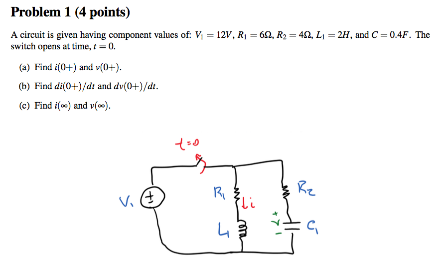 Solved Problem 1 (4 points) A circuit is given having | Chegg.com