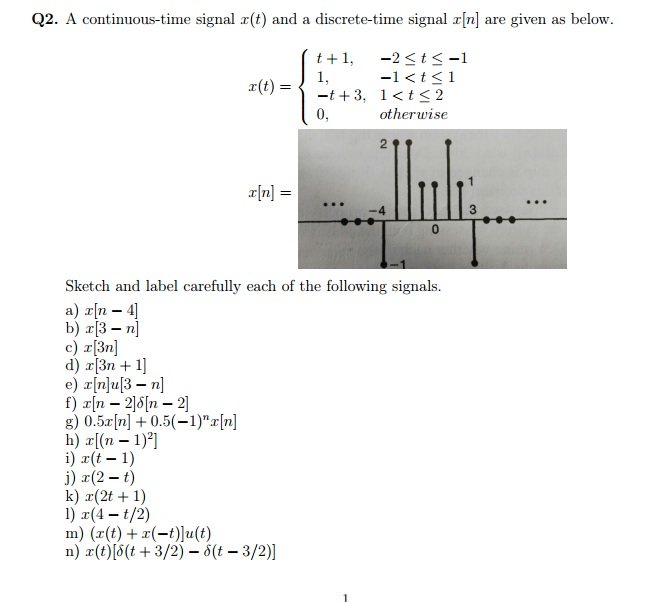 Solved A continuous-time signal x(t) and a discrete-time | Chegg.com Solved A continuous-time signal x(t) and a discrete-time | Chegg.com