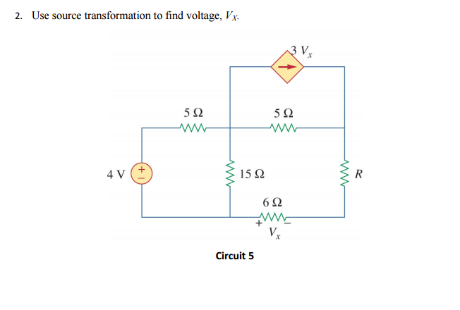 Use Source Transformation To Find Voltage, V_x. | Chegg.com Use Source Transformation To Find Voltage, V_x. | Chegg.com