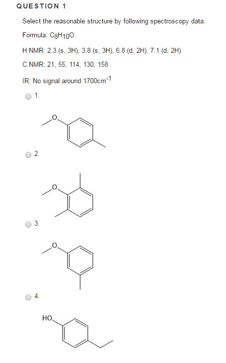 Select the reasonable structure by following | Chegg.com