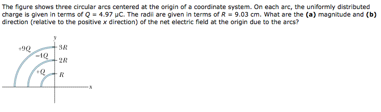 Solved The figure shows three circular arcs centered at the | Chegg.com