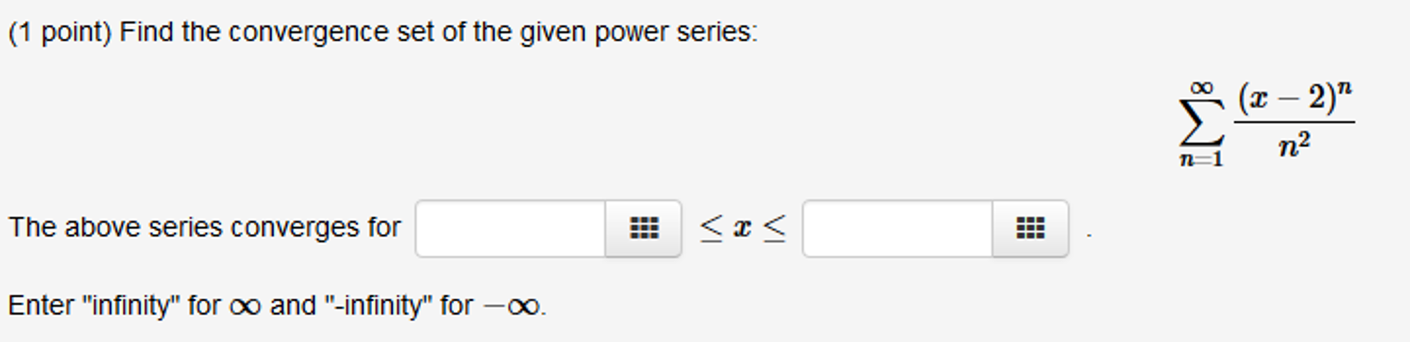 Solved Find the convergence set of the given power series: | Chegg.com