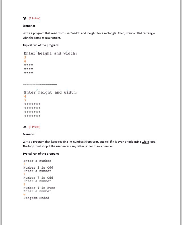 Solved Scenario Write A Program That Read From User Width