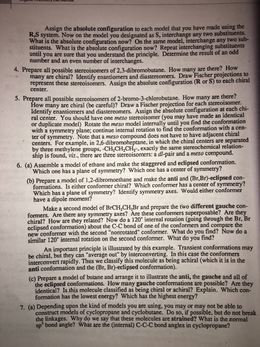 Solved E. Exercises i. (a) Prepare models of the four | Chegg.com