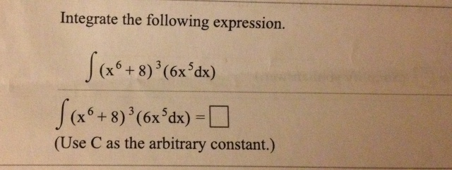 Solved Integrate the following expression. integrate | Chegg.com