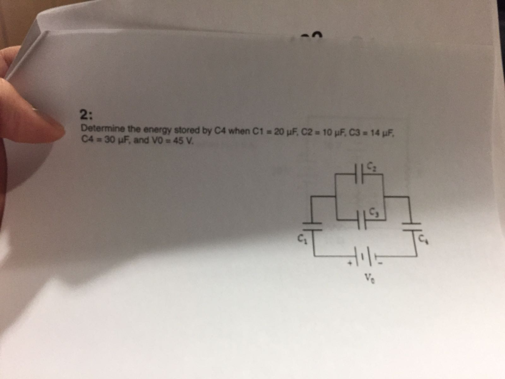 Solved 2: Determine the energy stored by C4 when C1 = 20 C4 | Chegg.com