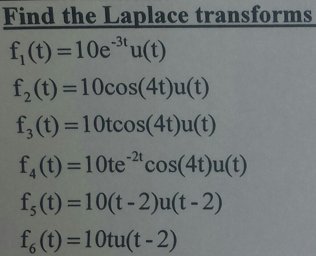 Solved Please find the Laplace transforms of ALL the | Chegg.com